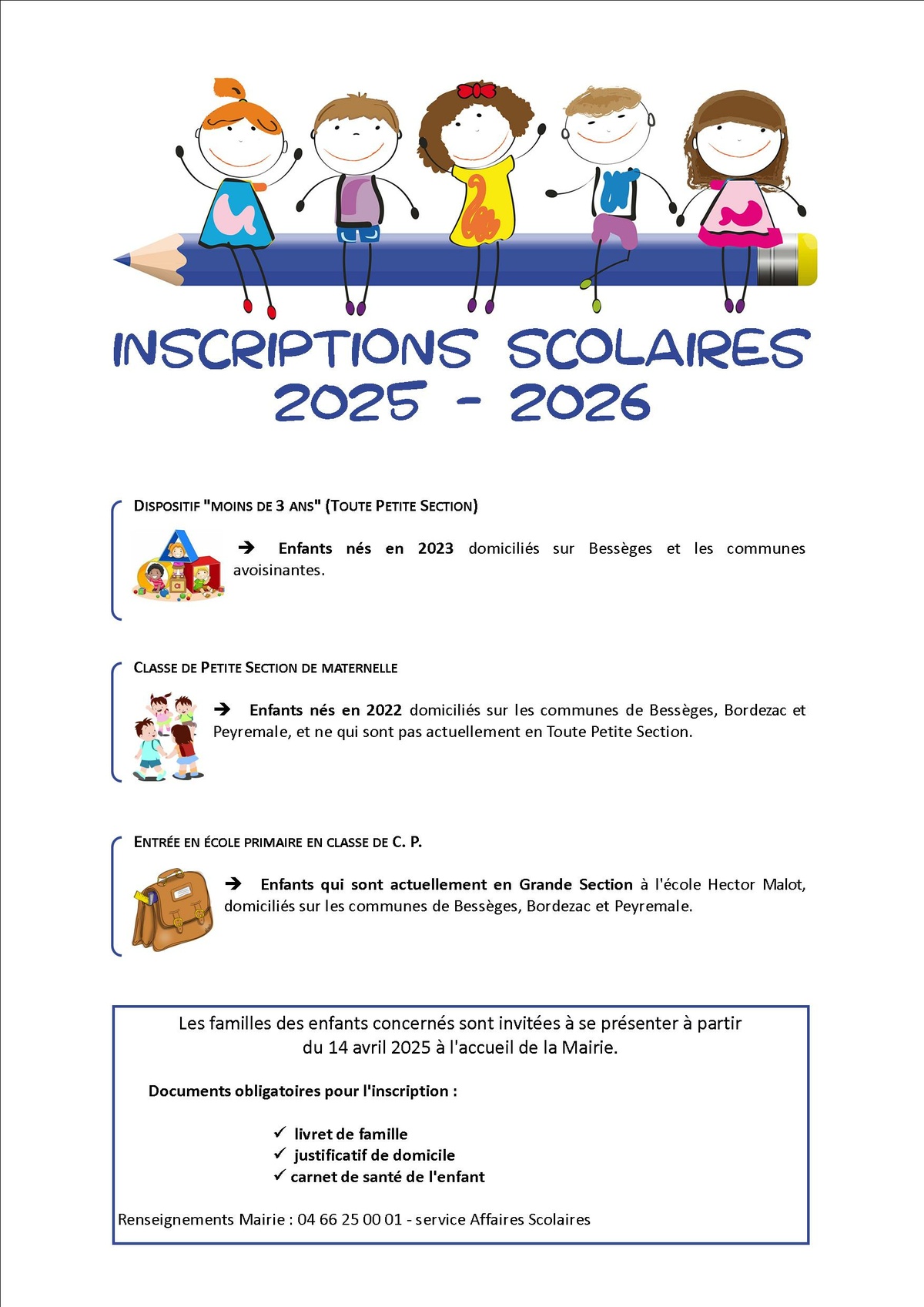 News - Ouverture des inscriptions scolaires pour la rentrée 2025 - Mairie de Bessèges illiwap ...